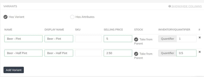 Adding a Product - Variants